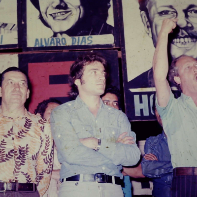 Raccanello discursa em comício - 1982